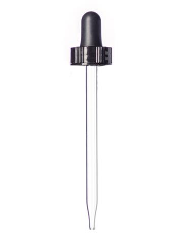 Black PP 22-400 ribbed skirt dropper assembly with rubber bulb and ...
